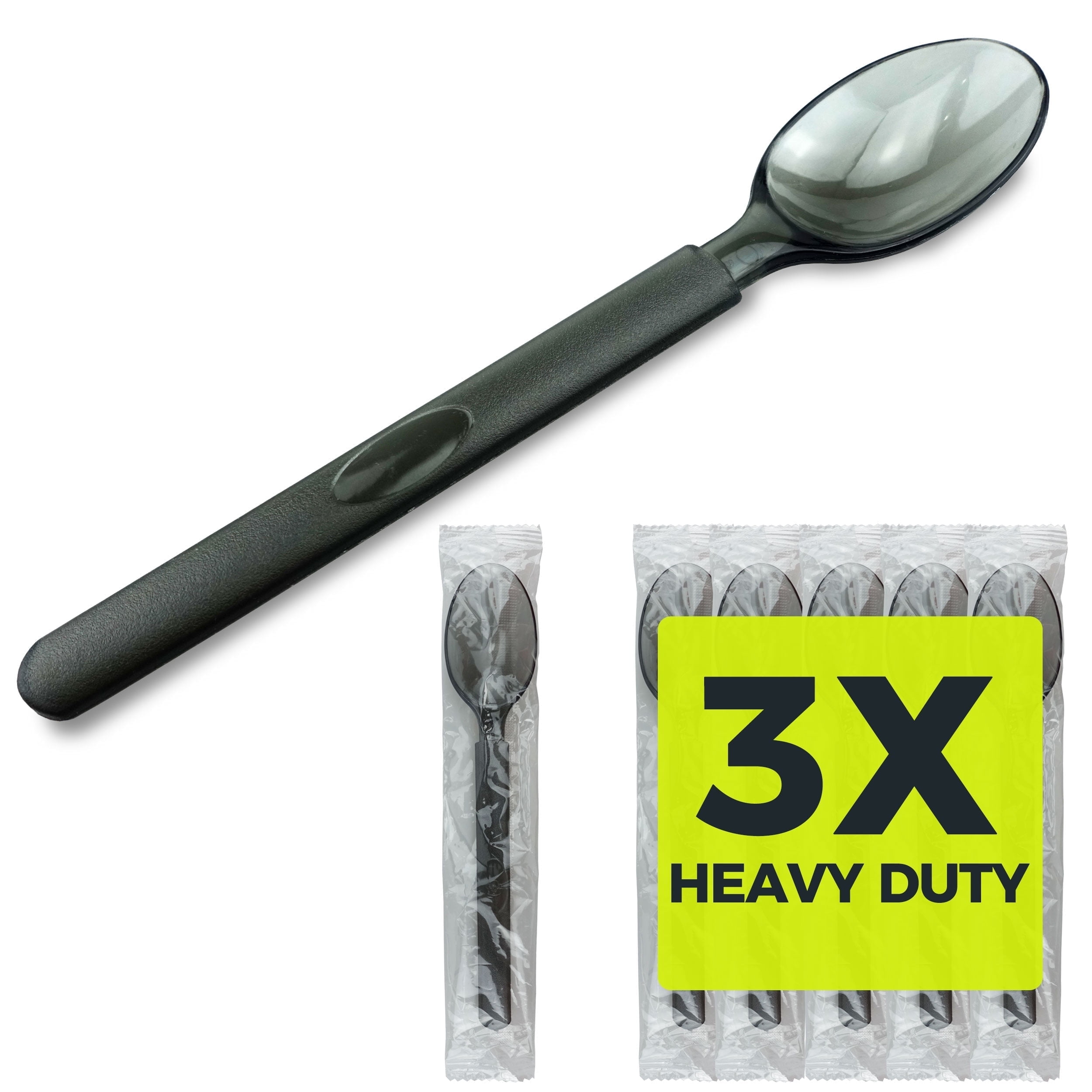 3X Heavy Duty Plastic Spoons Individually Wrapped, Sturdy Like ...