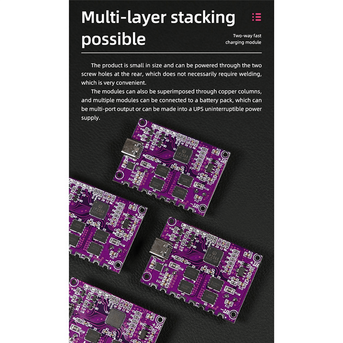 3X IP2368 Bidirectional 100W Fast Charging Module Buck-Boost Type-C ...