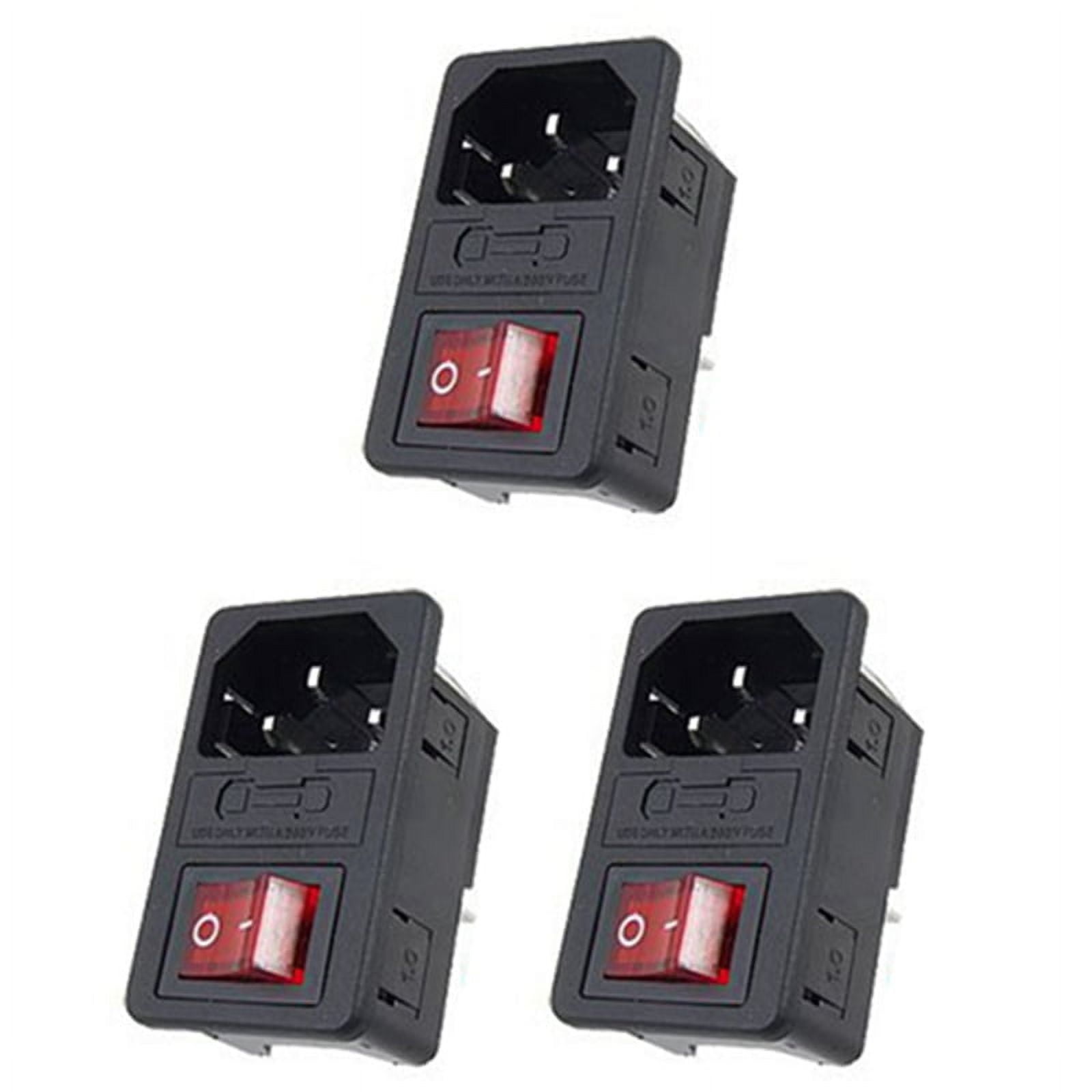 3X Inlet Male Power Socket with Fuse Switch 10A 250V 3 Pin IEC320 C14,3 ...