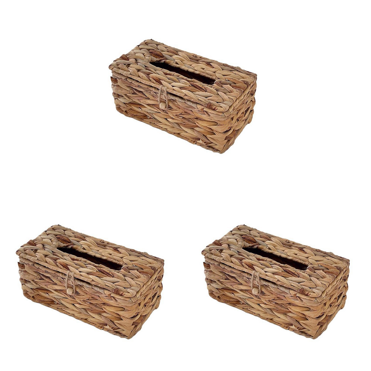 3X Ins Water Hyacinth Woven Tissue Box Rattan Woven Lid Sanitary Box ...