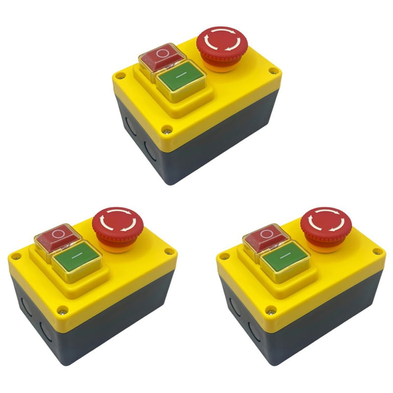 3X KJD17D 250V 16A Electromagnetic Push Button Switch Emergency Stop ...