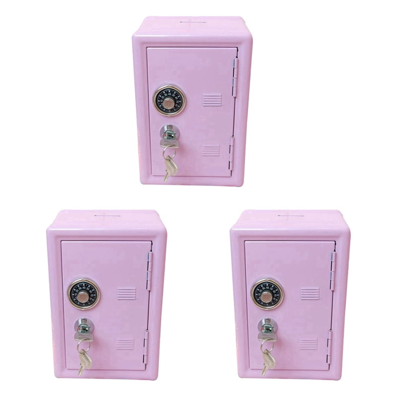 3X Kids Money , Mini Money Box Gift Safe Case Password with Key Metal ...