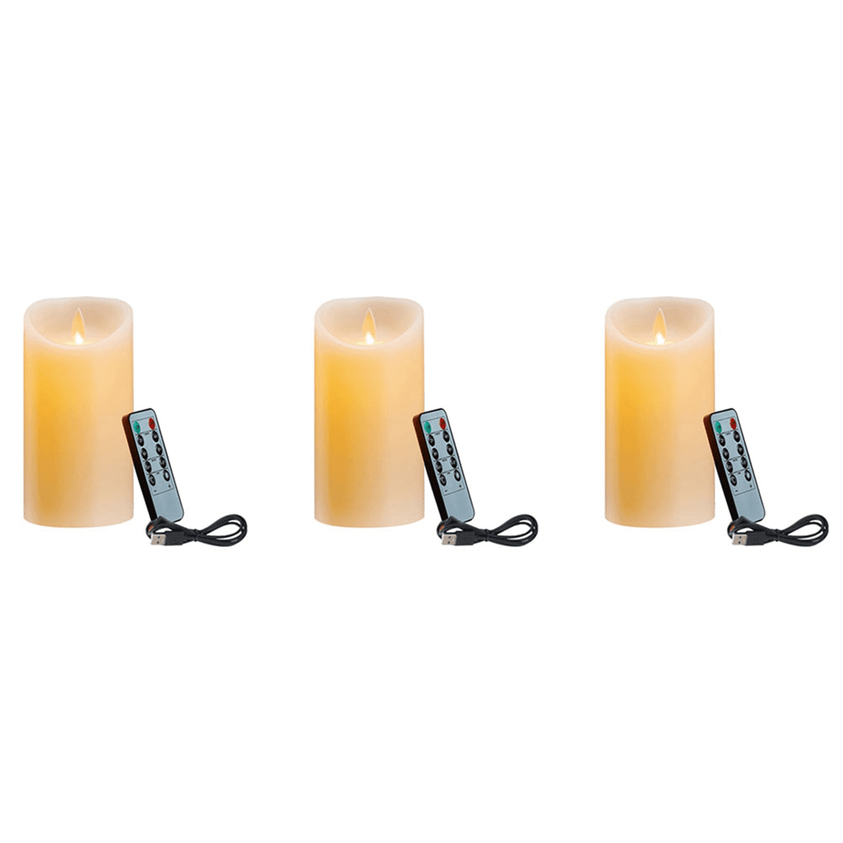 3X LED Candles, Flickering Flameless Candles, Rechargeable Candle, Real ...