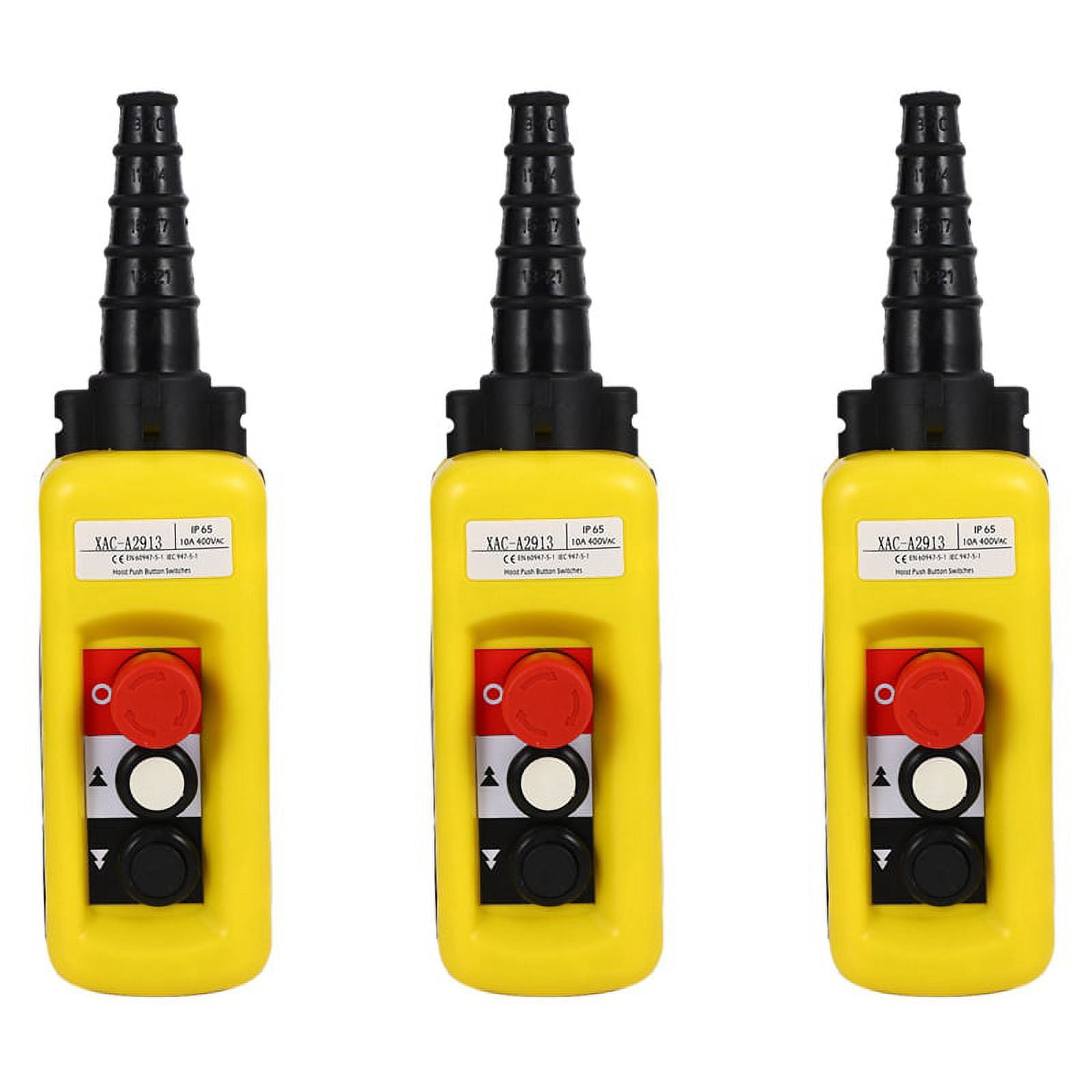 3X Lift Control Pendant -A2913 Waterproof Handheld Pushbutton Switch with Electric Hoist Handle ...