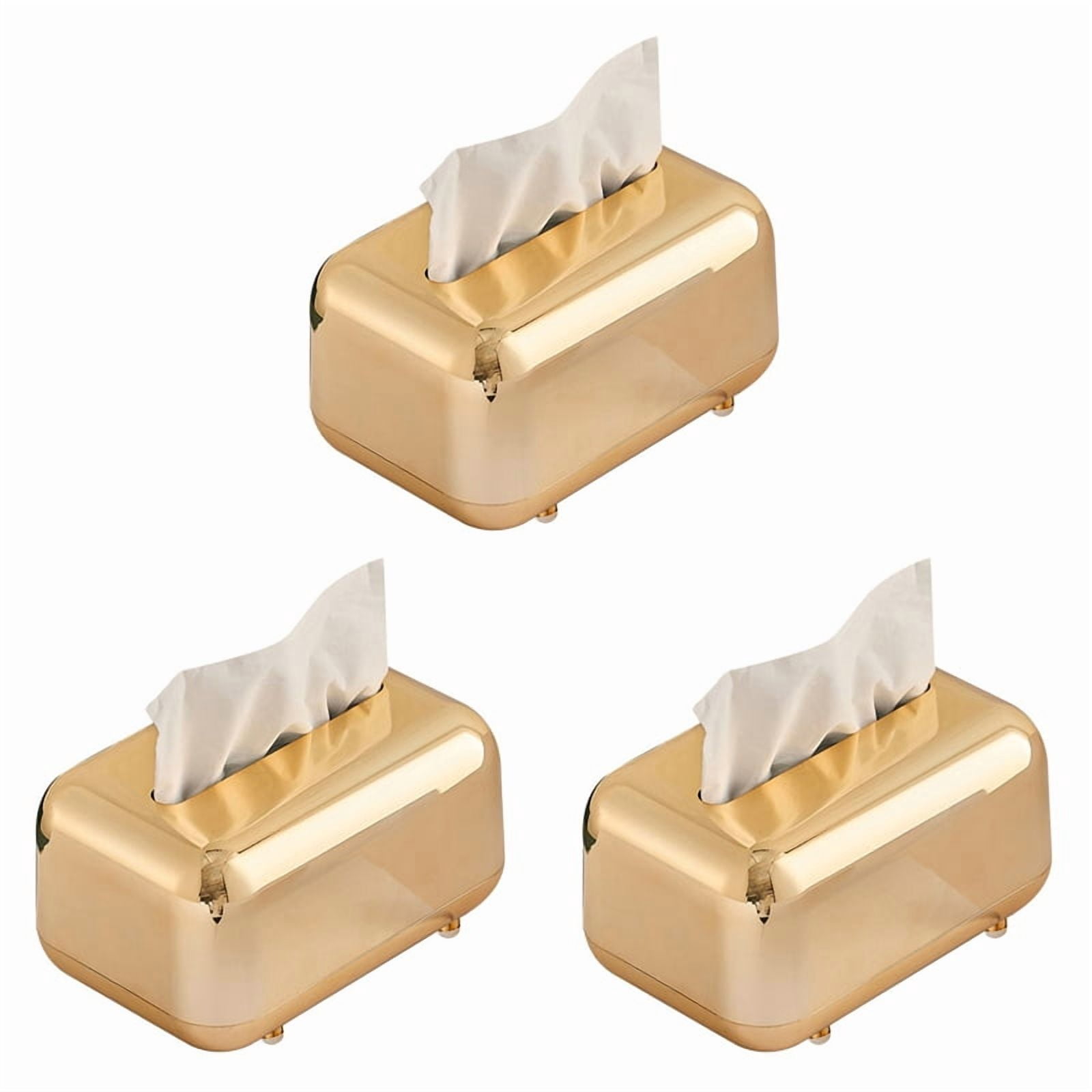 3X Luxury Golden Tissue Boxes Storage Napkin Holder Paper Case ...