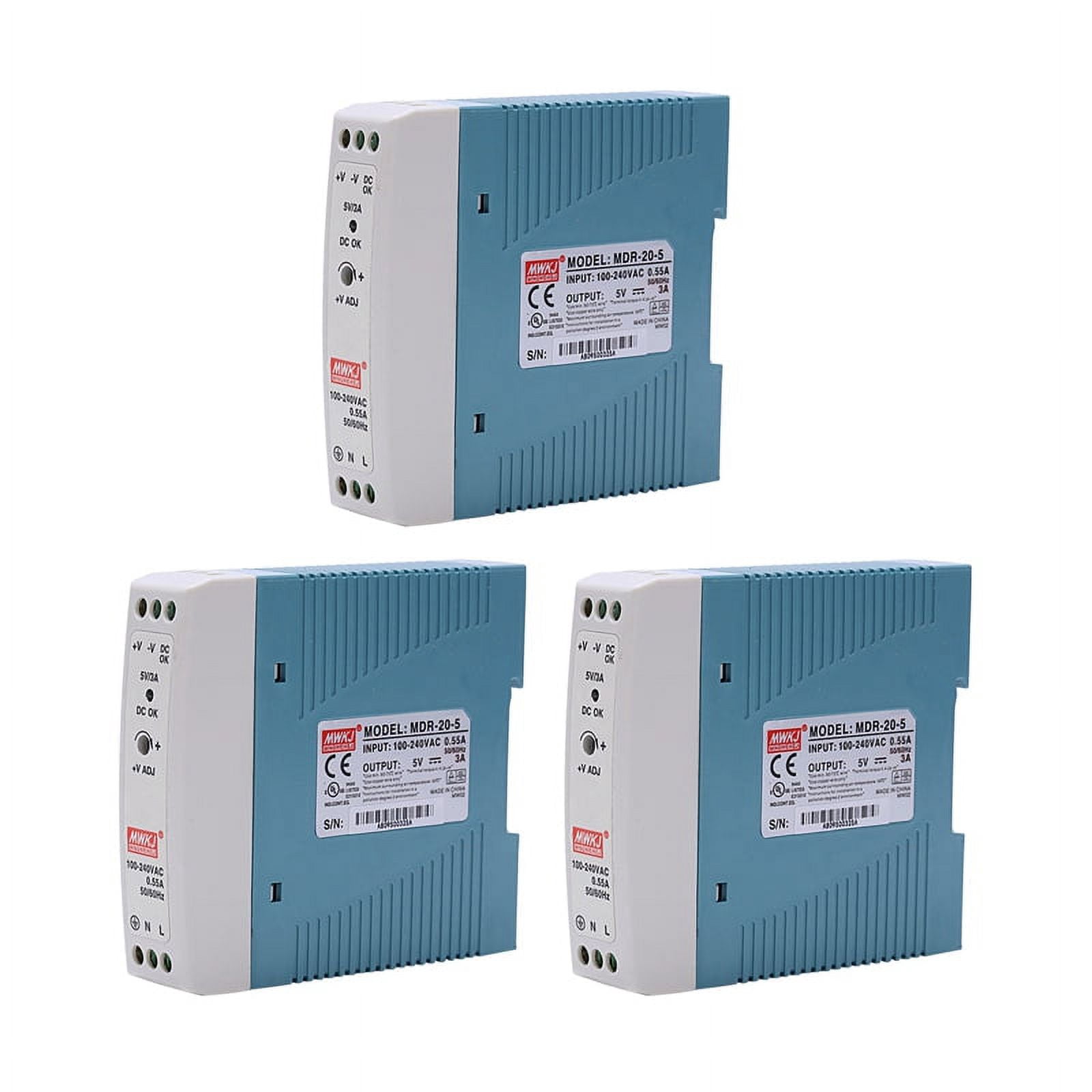3X MDR-20 5V 20W Din Rail Power Supply Ac-Dc Driver Voltage Regulator ...