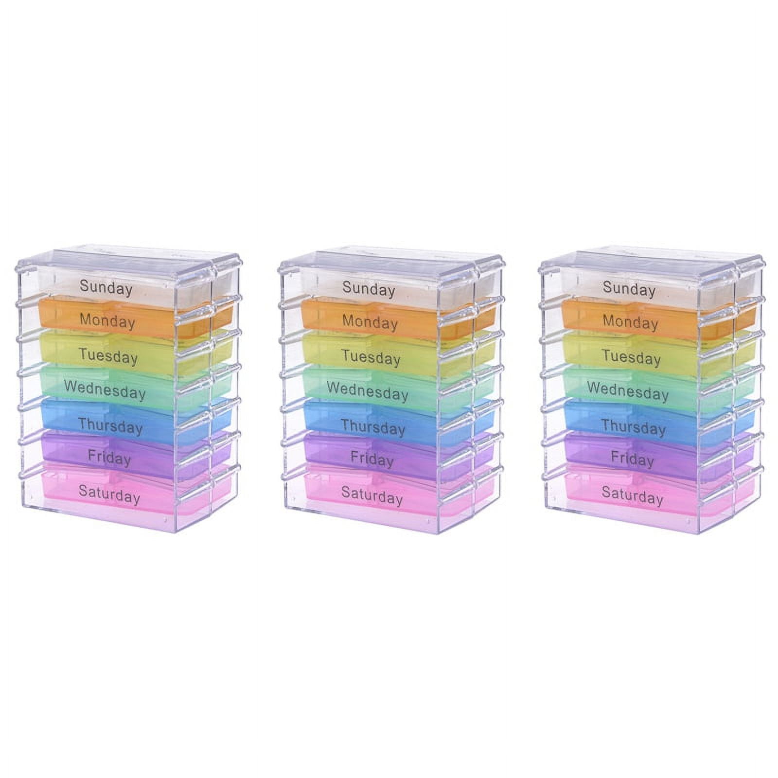 3X Medicine Weekly Storage Pill 7 Day Tablet Sorter Box Container Case ...
