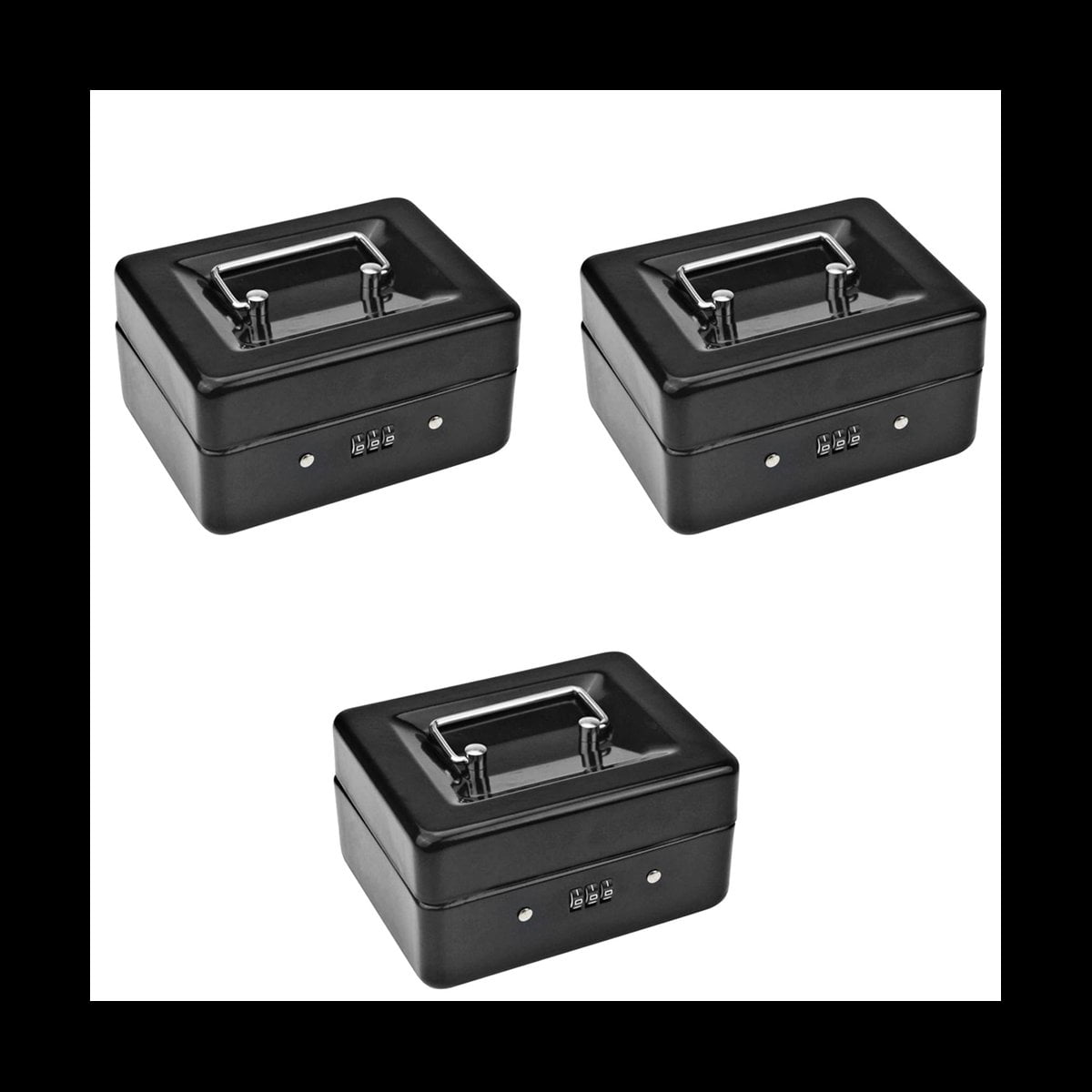 3X Metal Coin Box with Locking Storage Tray - Small Combination Lock 15 ...