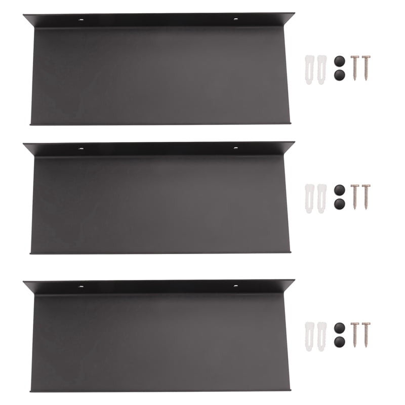 3X Metal Wall Shelves, Black Floating Shelves,Bathroom Racks, Wall ...