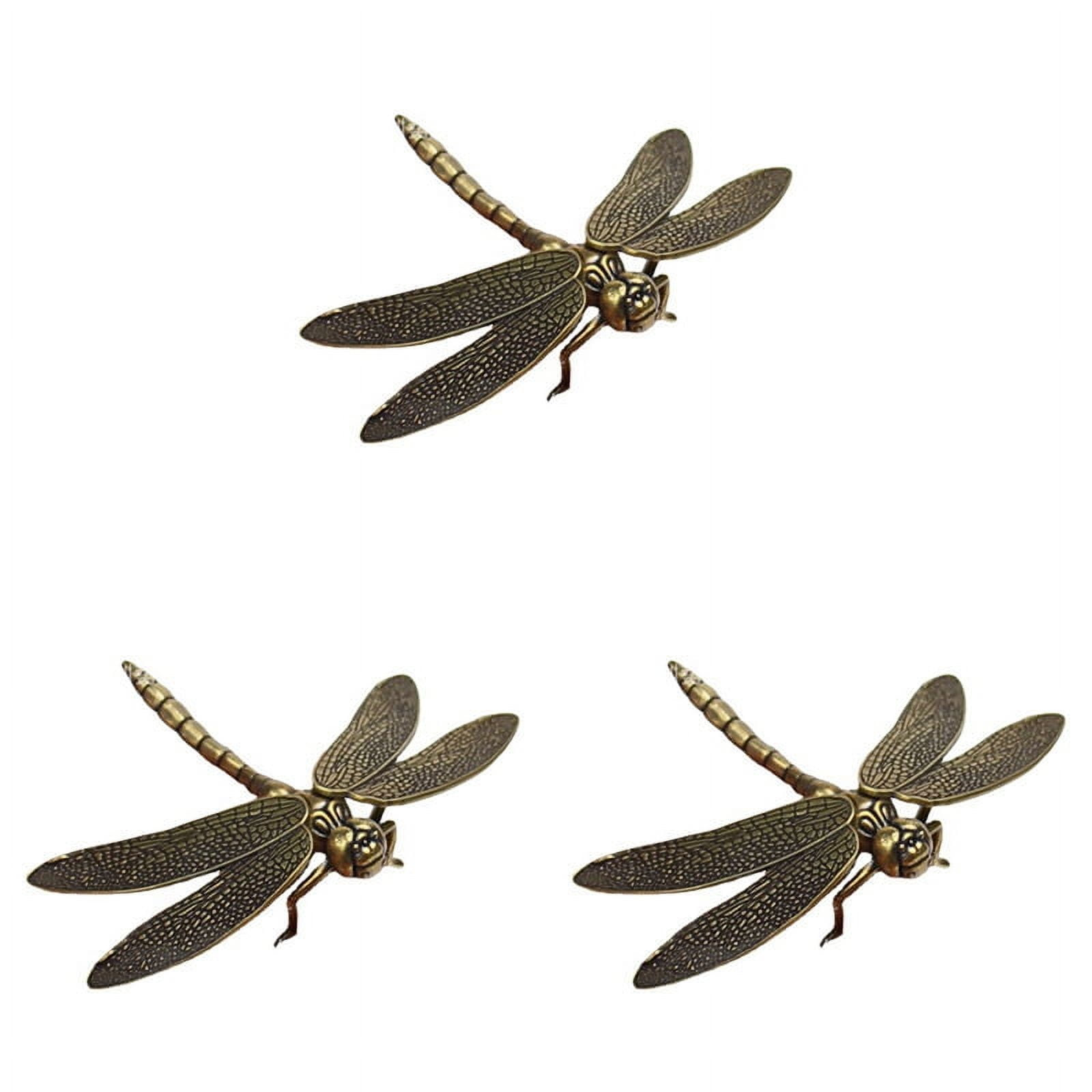 3X Mini Brass Dragonfly Casting Animal Figurine Retro Style Metal ...
