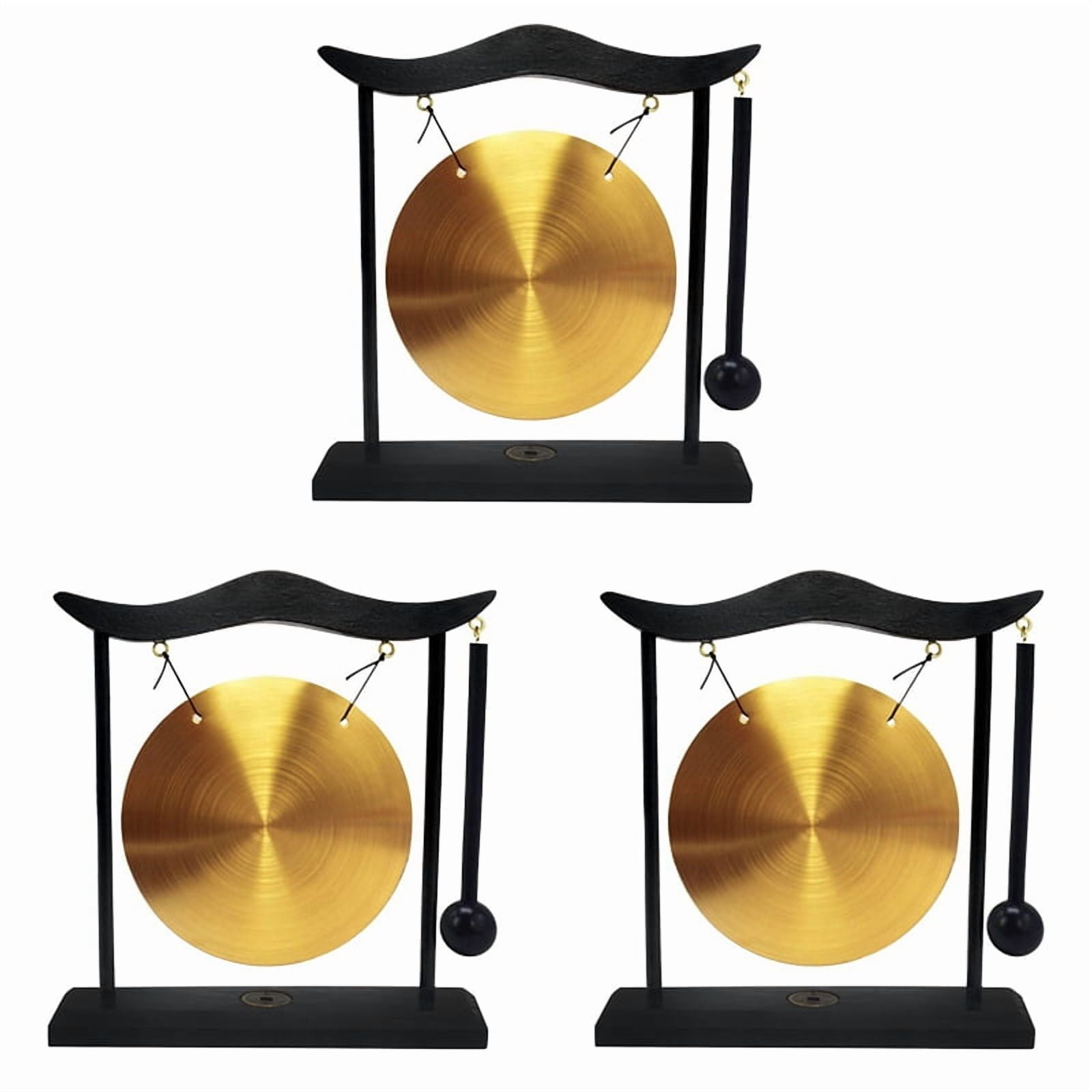 3X Mini Desktop Gong Table Wind Chime Percussion Instrument Cymbals ...