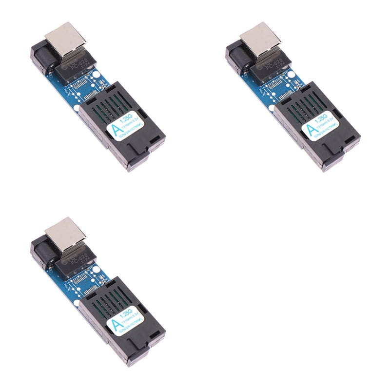 3X Mini Gigabit Fiber Optical Media Converter 10/100/1000Mbps Single ...