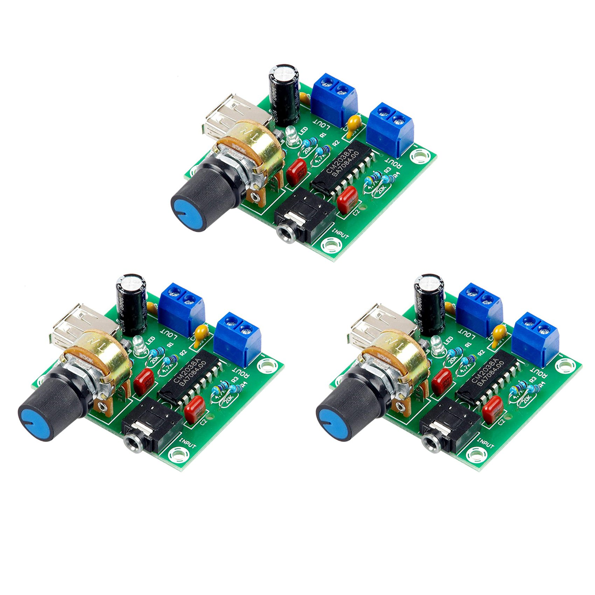 3X Mini Power Amplifier Board 5W+5W HiFi Two-Channel PM CM2038 5V USB ...
