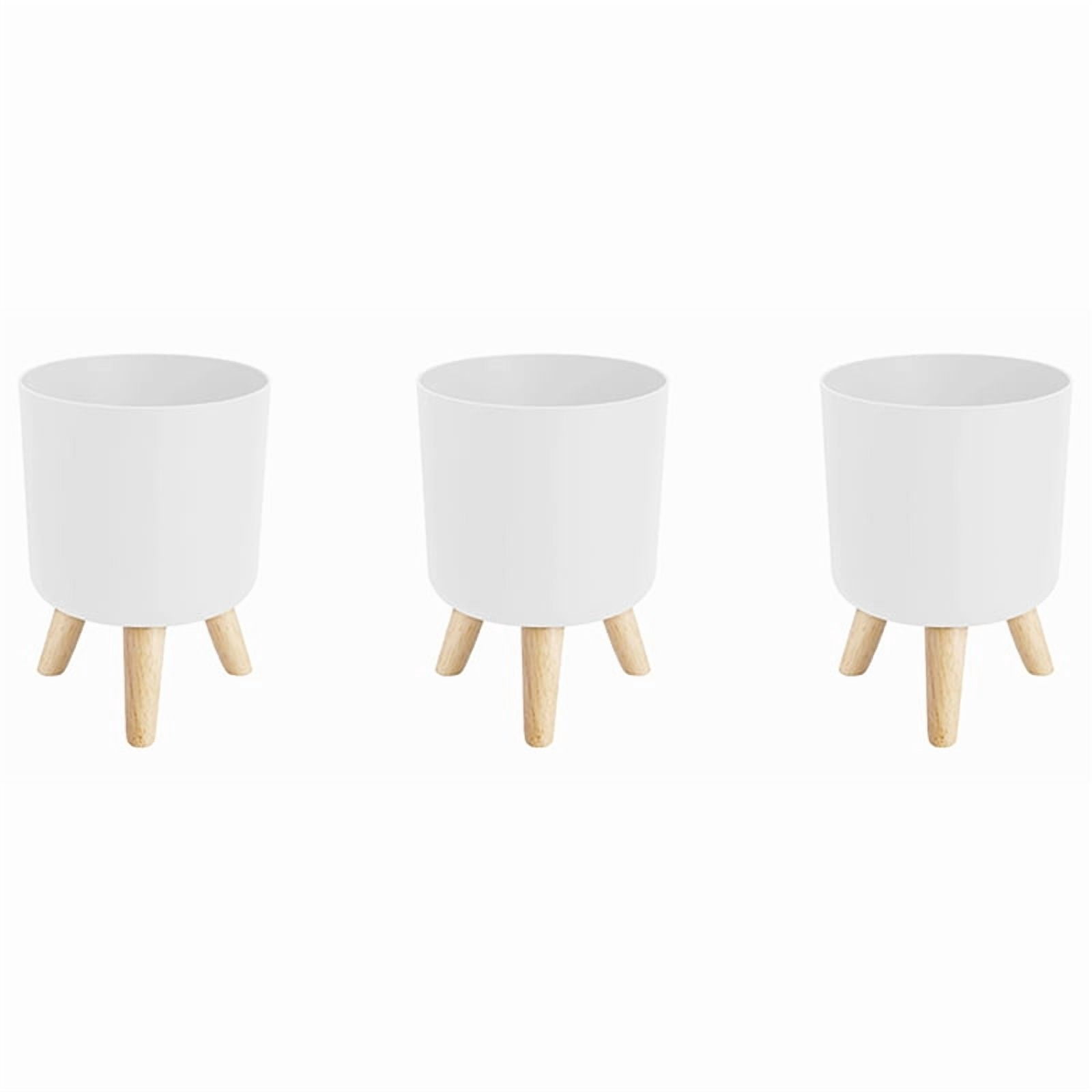 3X Modern Plant Pots with Wooden Legs Holder Bedroom Living Room Floor ...