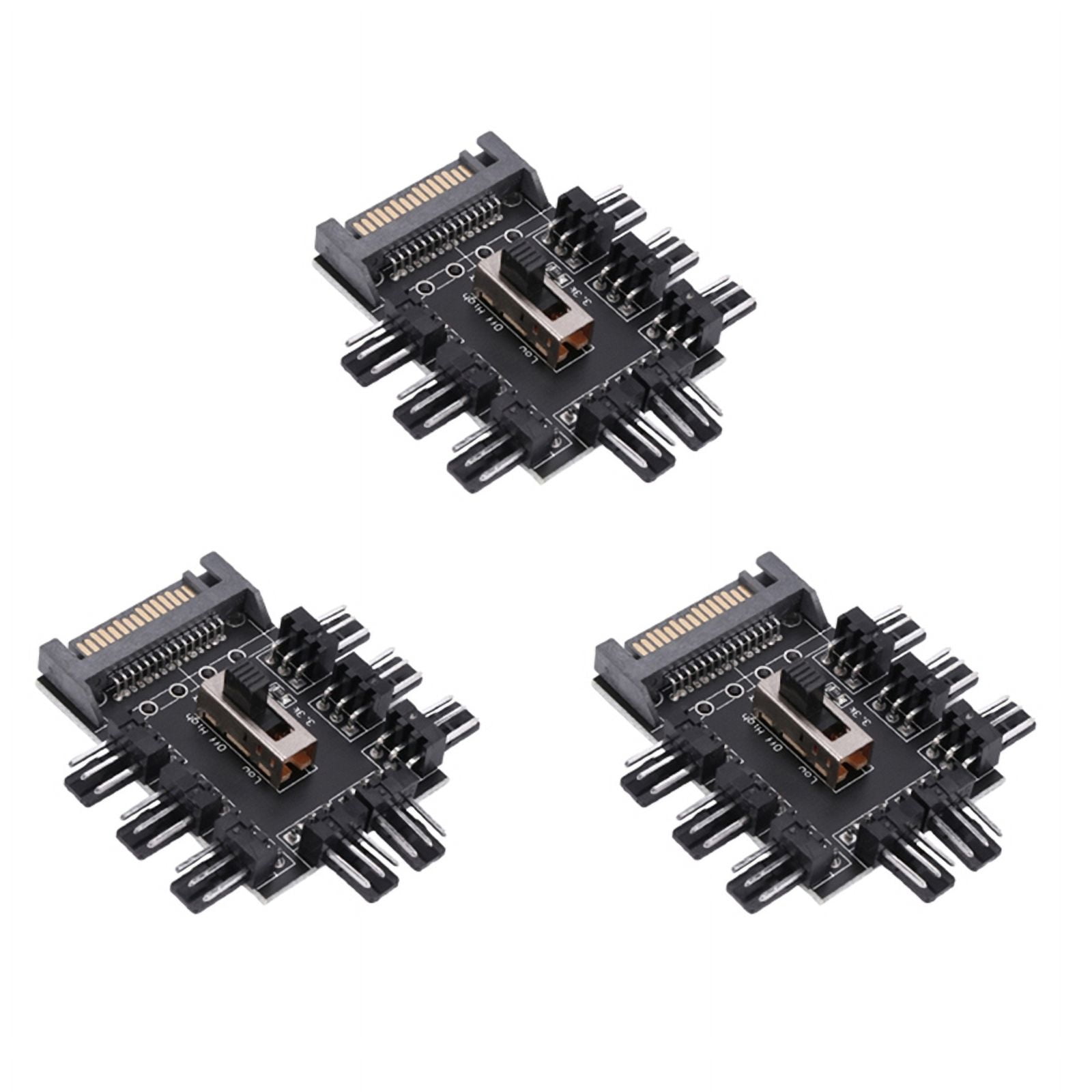 3X Multi Way Splitter Cooler Cooling Fan Hub PC Computer SATA 1 to 8 ...