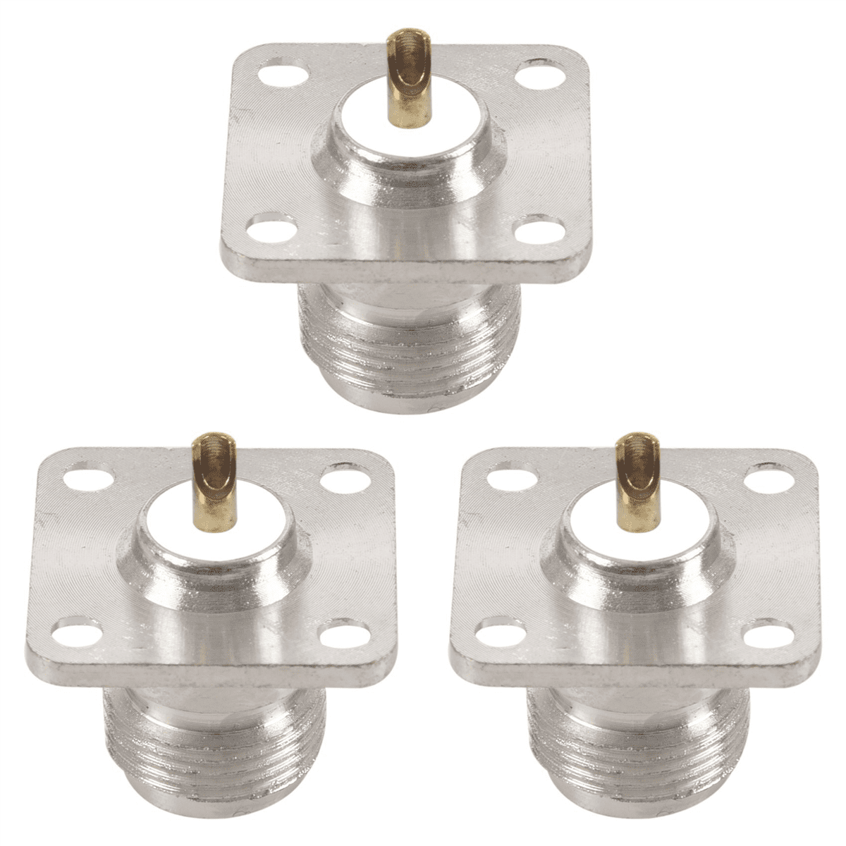 3X N Type Female Jack RF Coax Connector 4-Hole Panel Mount with Solder ...