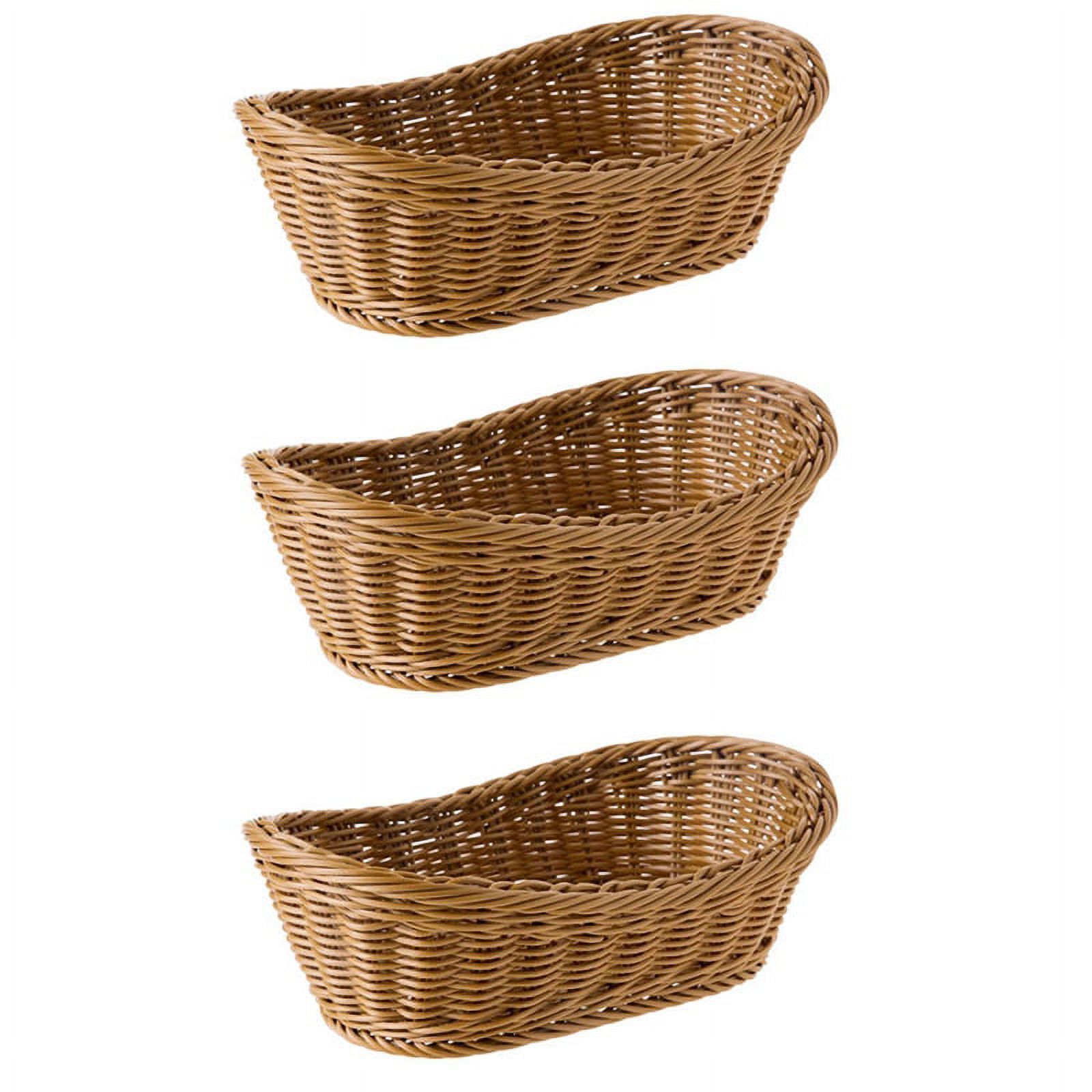 3X Oval Wicker Woven Bread Basket, 10.2Inch Storage Basket for Food ...