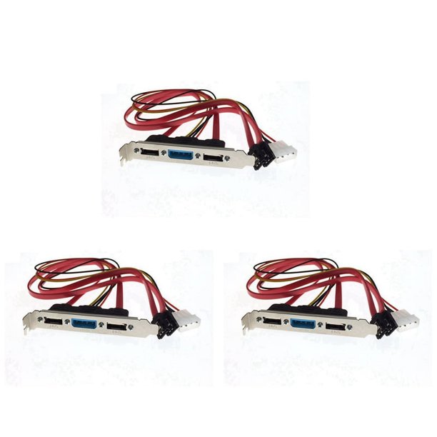 3X PC DIY SATA to ESATA and 4Pin IDE Molex Power PCI Bracket Slot Cable ...
