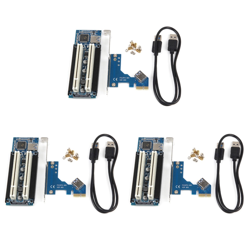 3X PCI-E to PCI Adapter Card PCIE to 2 PCI Slot Support Capture Card ...