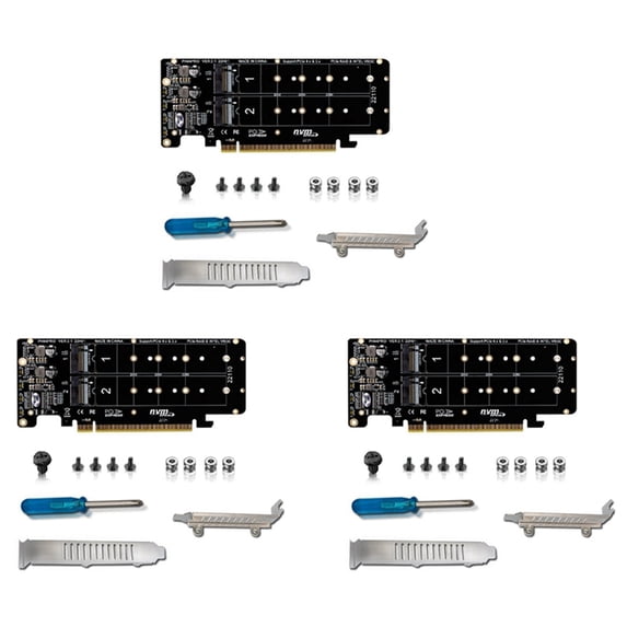 3X PCIE 4.0 Dual-Disk PCIeX16 to M.2 M-Key NVME SSD Expansion Card ...