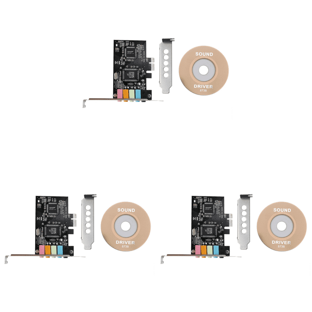 3X PCIe Sound Card 5.1, PCI Express Surround 3D Audio Card for PC with ...