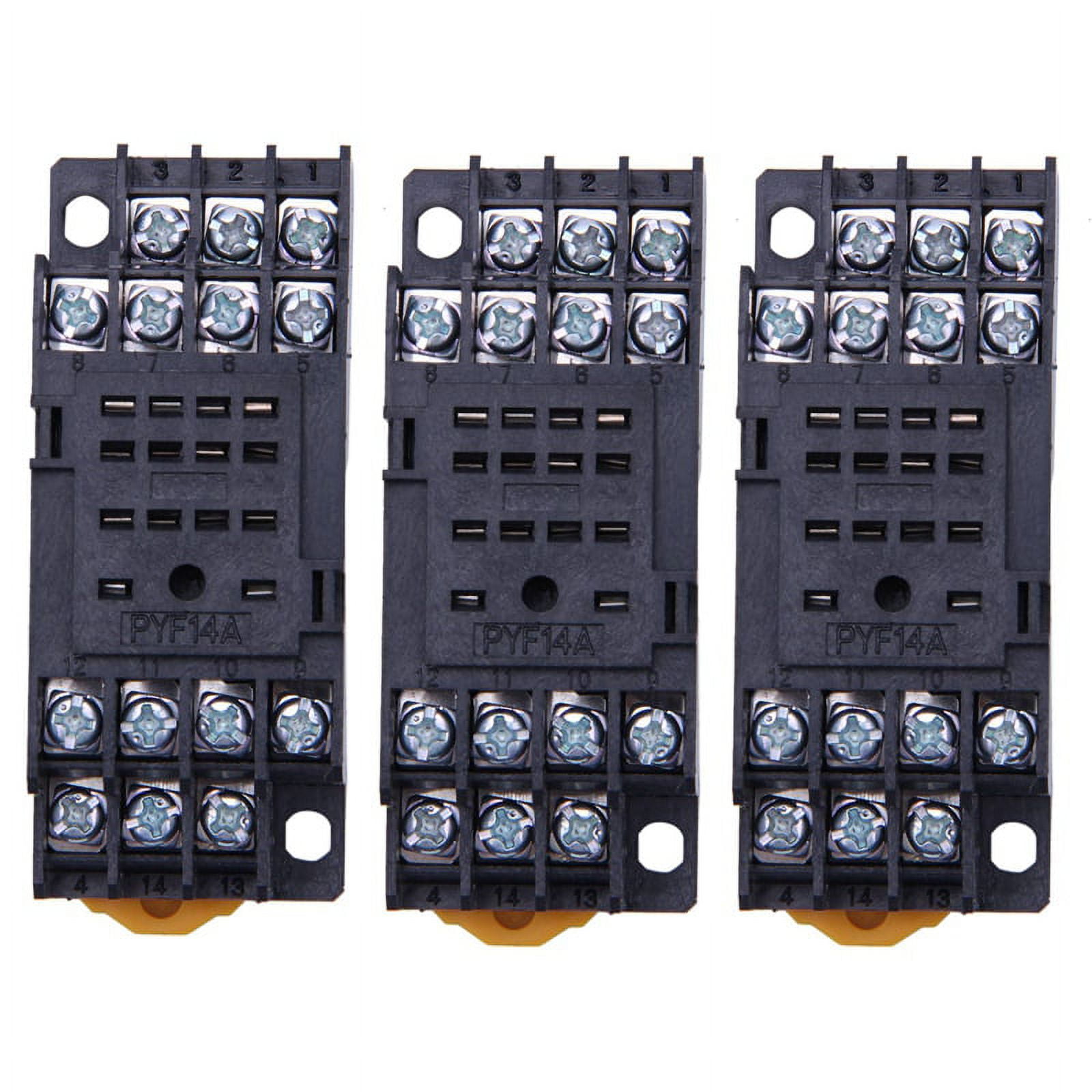 3X PYF14A DIN Rail Power Relay Socket Base 14 Pin for MY4NJ HH54P MY4 ...