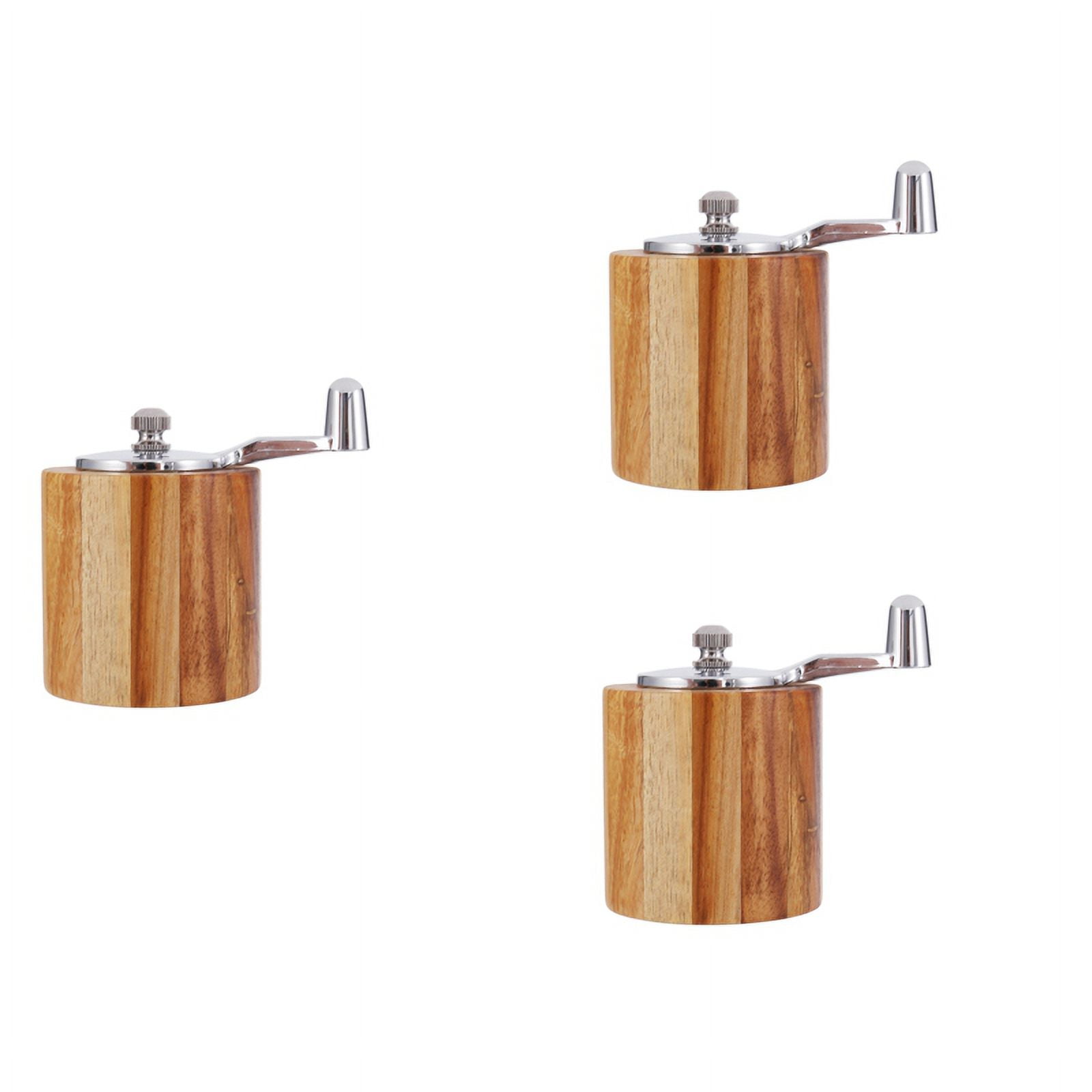 3X Pepper Mill, Hand Crank Wood Pepper Grinder with Classic Handle and ...