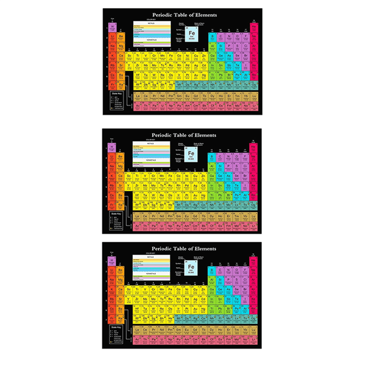 3X Periodic Table Science Poster with Real Elements, Black 24X16Inch ...