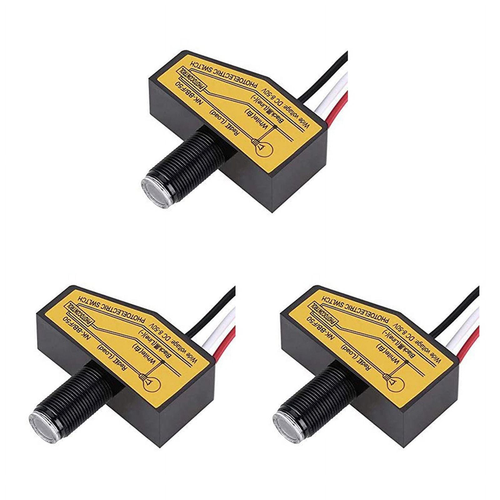 3X Photocell Switch -/F50 DC 8-50V Dusk to Dawn Sensor Photoelectric ...