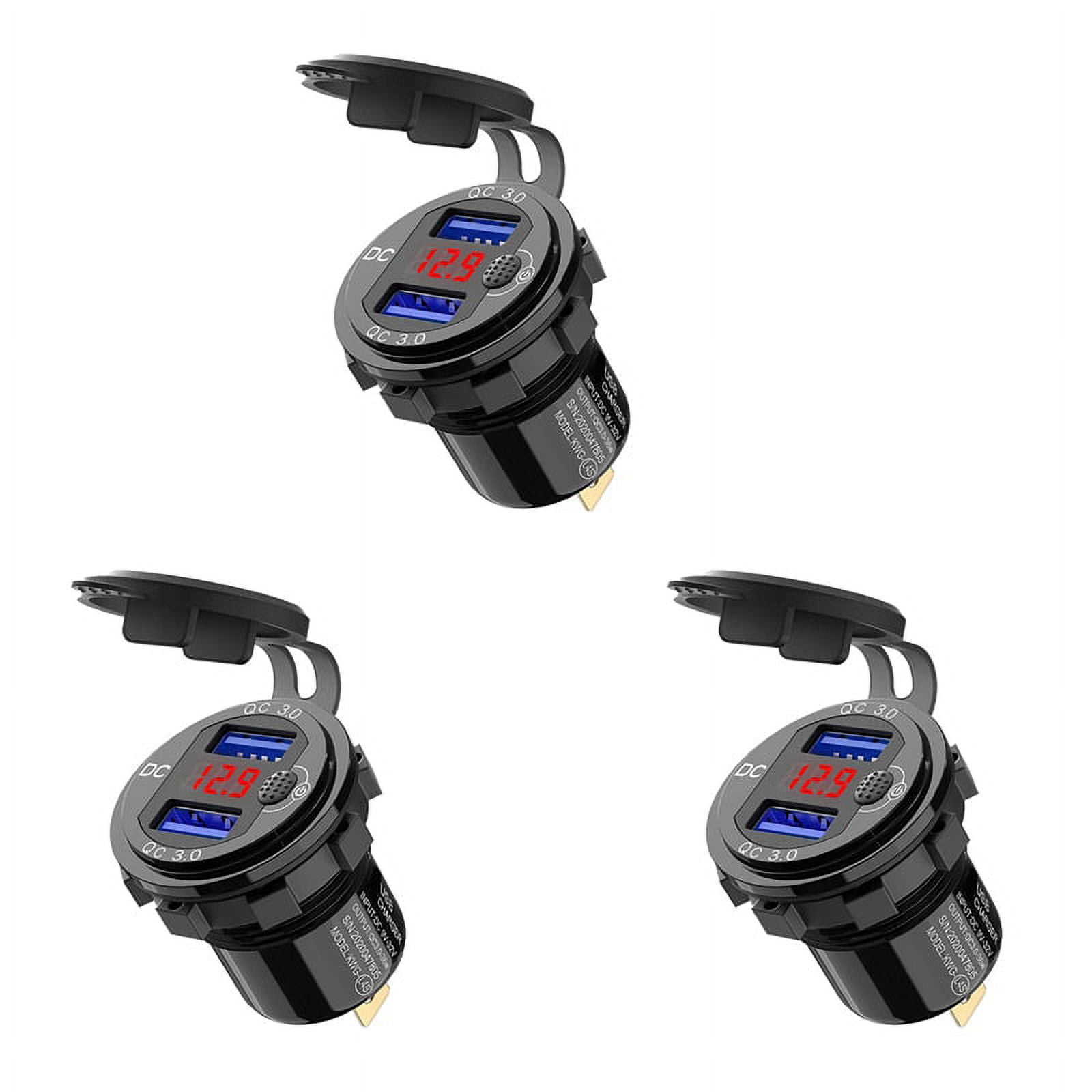 3X Quick Charge 3.0 Dual 12V USB Car Charger, Aluminum Socket with ...