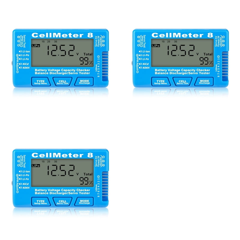 3X RC Cellmeter 8 Digital Battery Capacity Checker Controller Tester ...