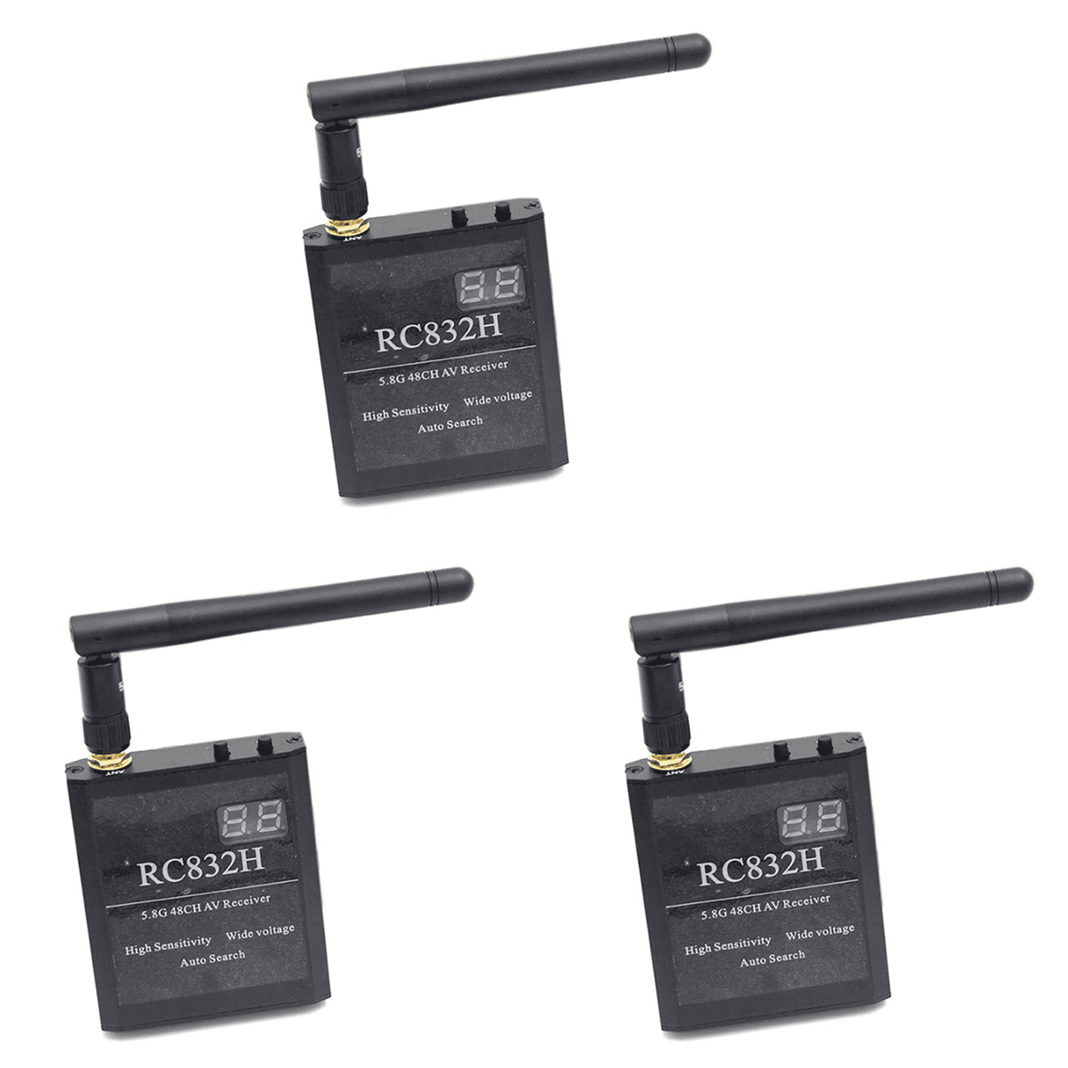 3X RC832H 5.8G 48CH Video Receiver 12V Automatic Channel Search for ...