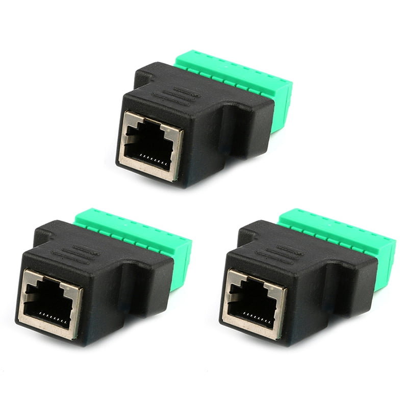 3X RJ45 Female to Screw Terminal 8 Pin Connector Ethernet Cable ...