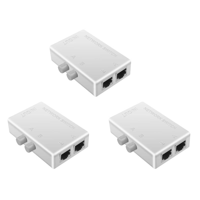 3X RJ45 Network Switch 2 Port LAN Ethernet Network Box Switcher RJ45 ...