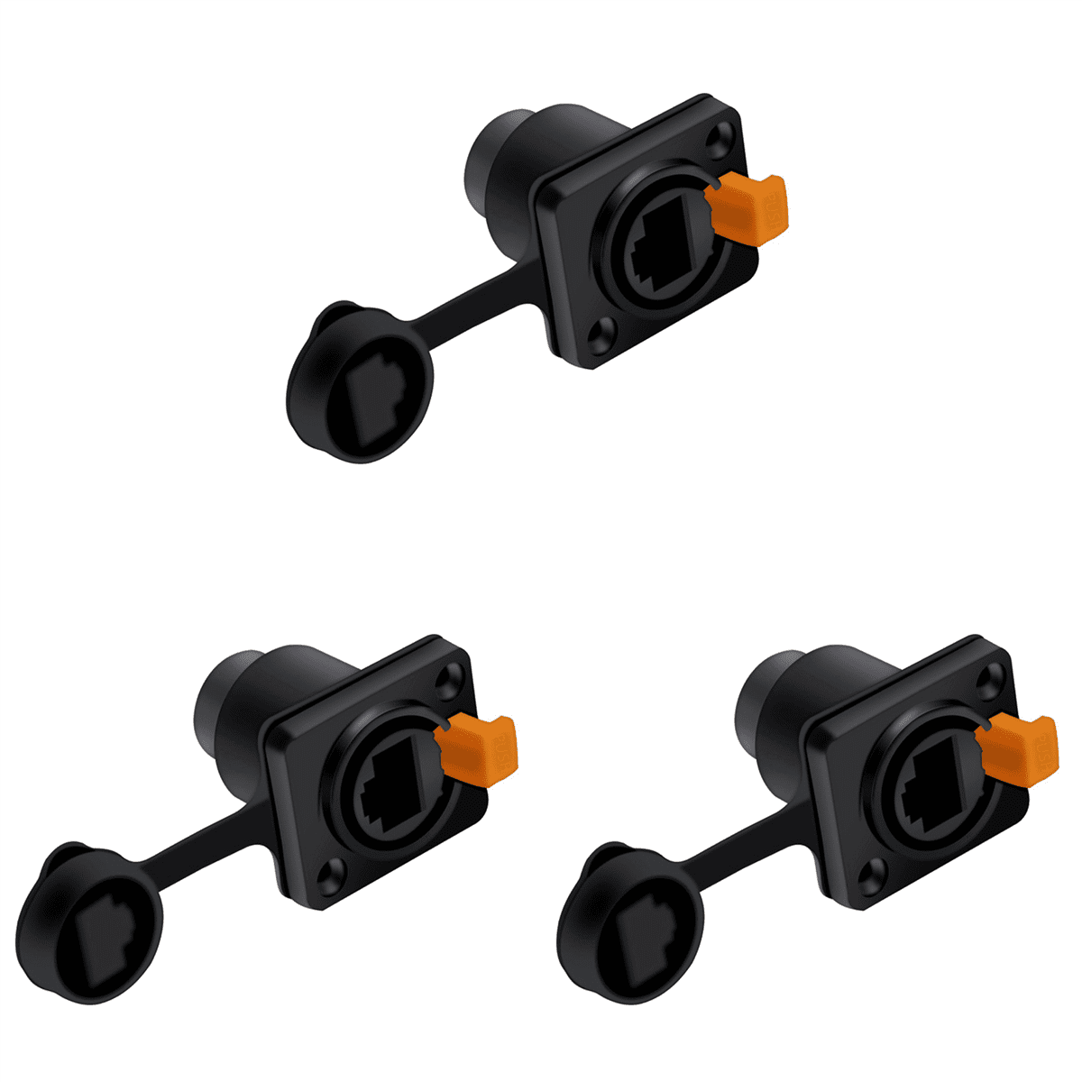 3X RJ45 Waterproof Network Connector 8P8C Female Panel Mount Sockets ...