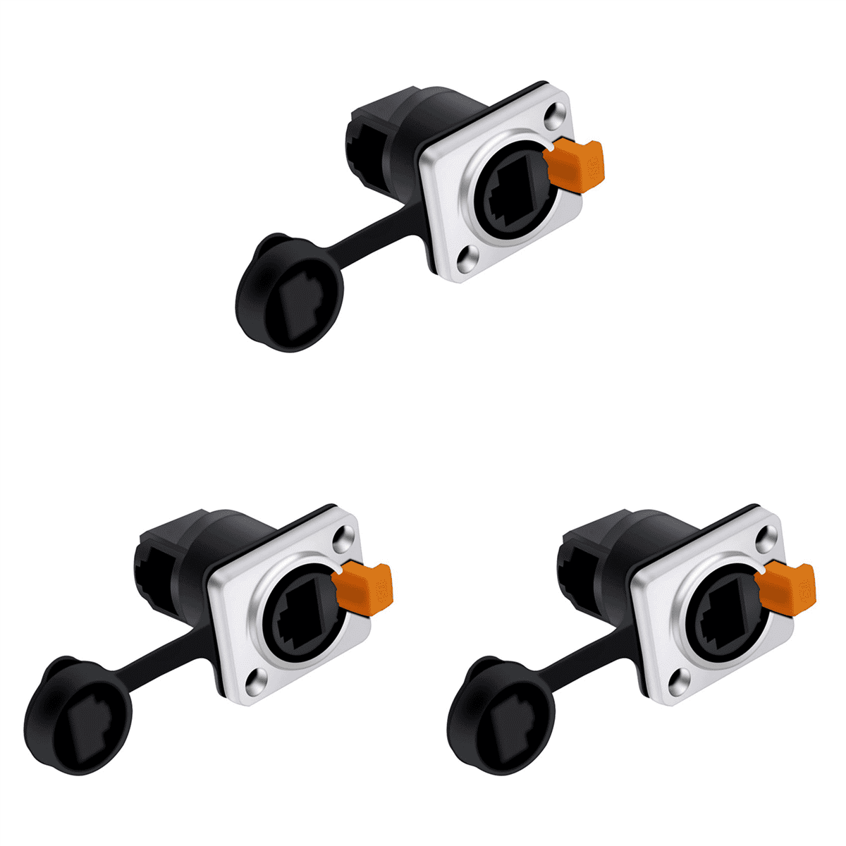 3X RJ45 Waterproof Network Connector 8P8C Female Panel Mount Sockets ...