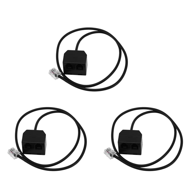 3X RJ9 4P4C Male to Dual Female Ports Connector Telephone Adapter Cable Wire Telephone Extension ...