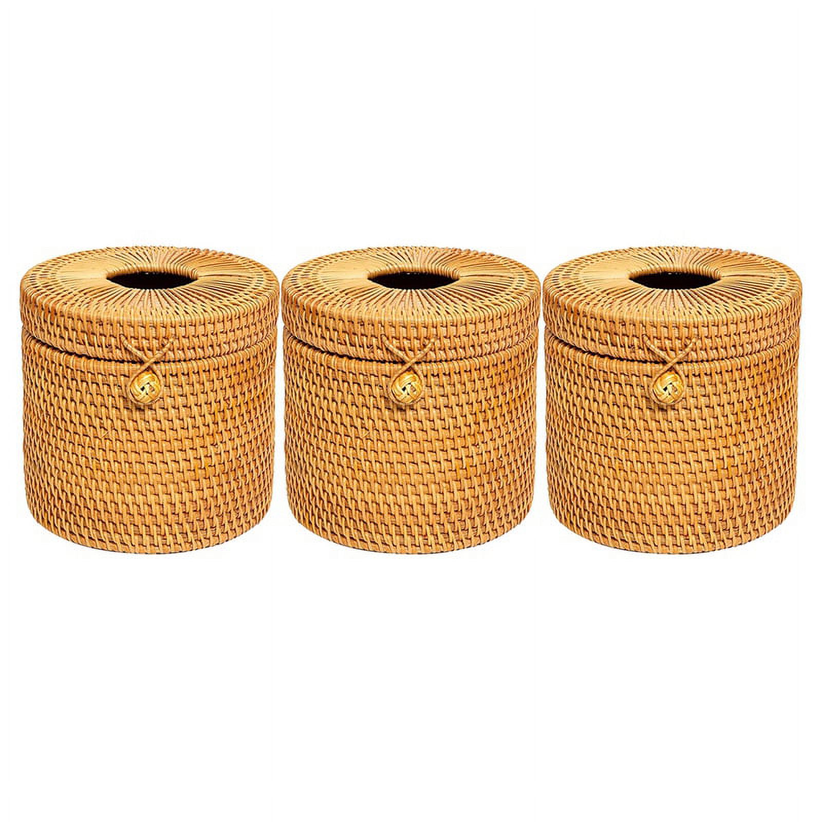 3X Rattan Tissue Box Toilet Paper Cover Wicker Decorative Holders with ...