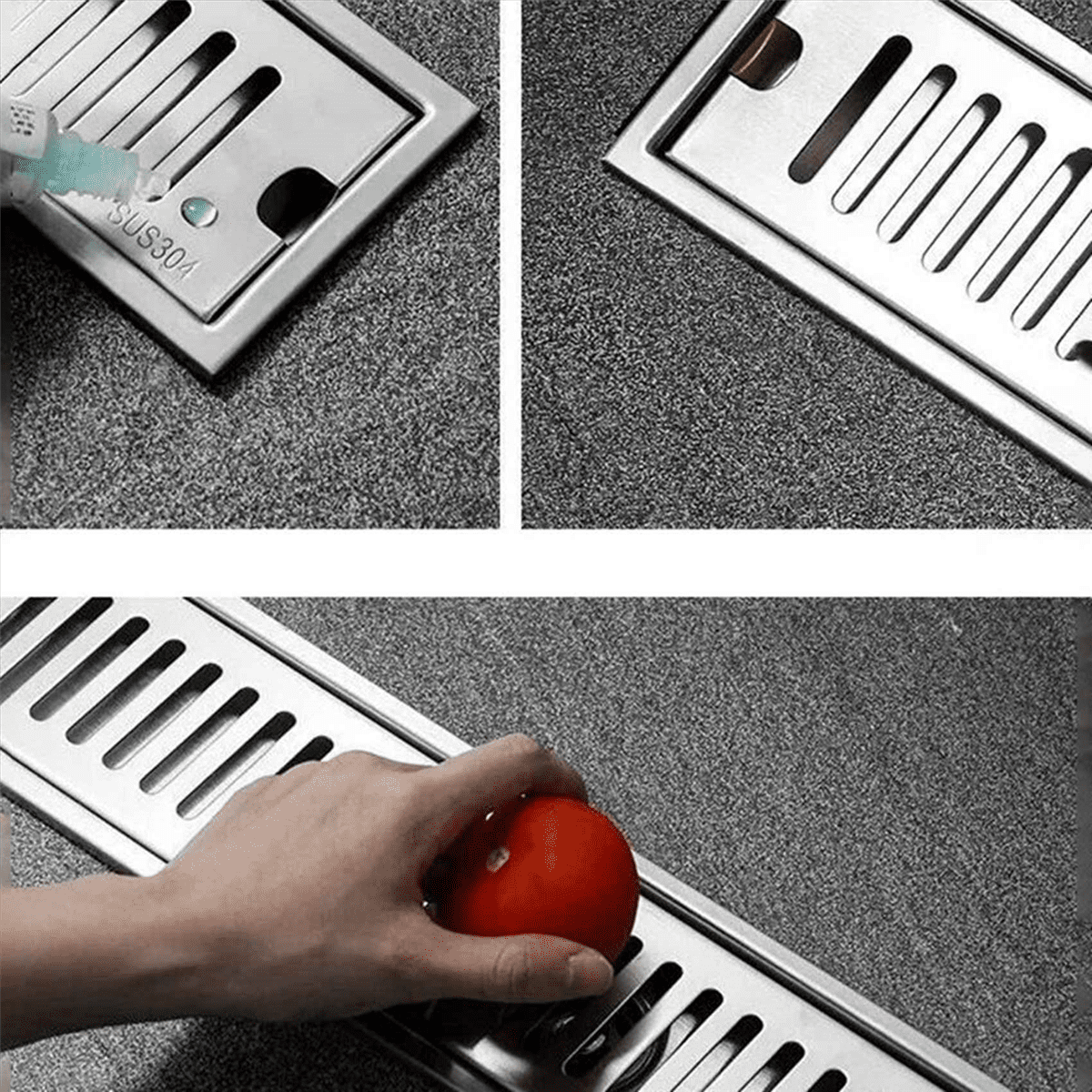 3X Rectangular Linear Shower Floor Drain Long Linear Drainage Channel ...