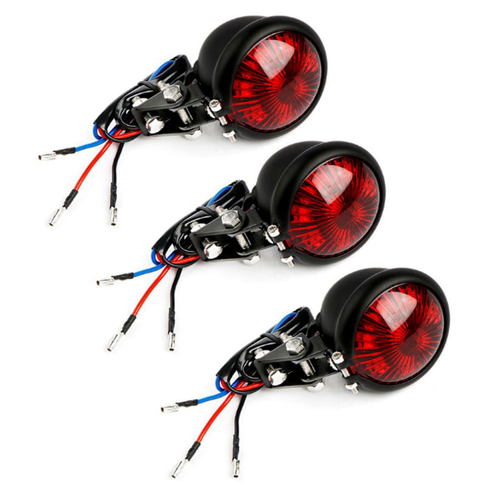 3X Red 12V LED Black Adjustable Cafe Racer Style Stop Tail Light ...