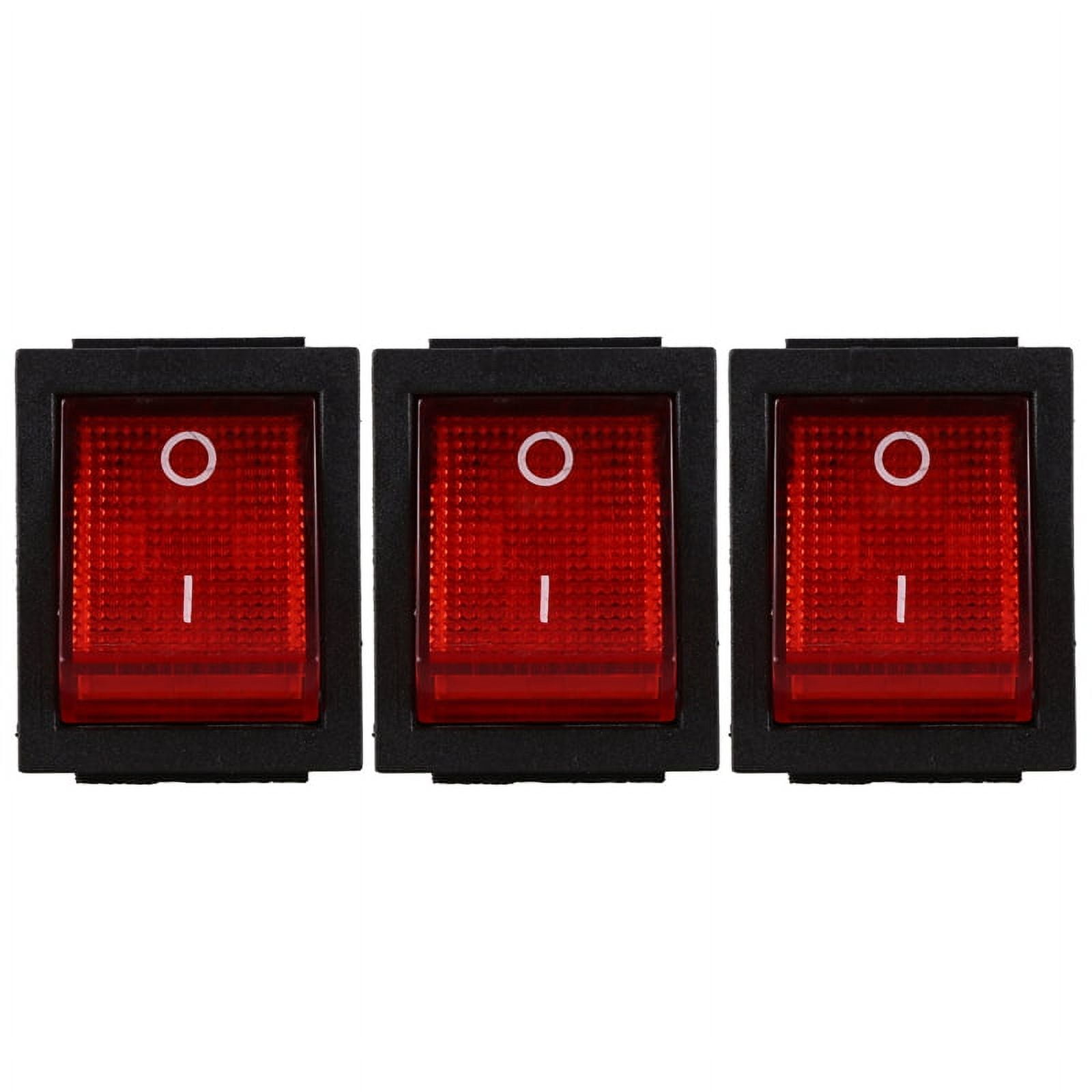 3X Red Light Illuminated 4 Pin DPST ON/ Snap in Rocker Switch 16A 20A ...