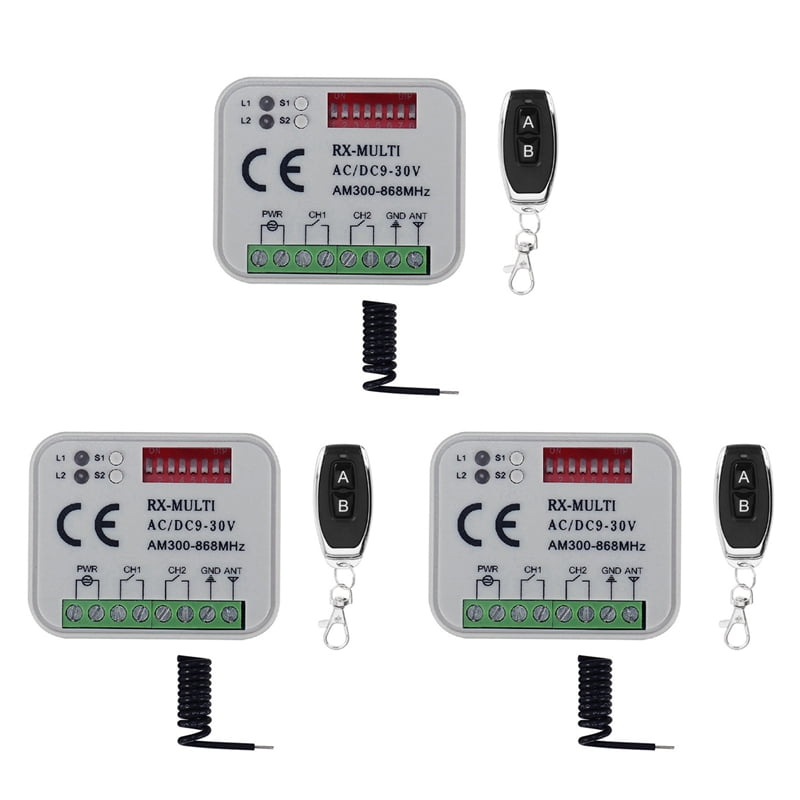 3X Remote Control Switch Receiver 300-868MHz Receiver Universal 9-30V ...