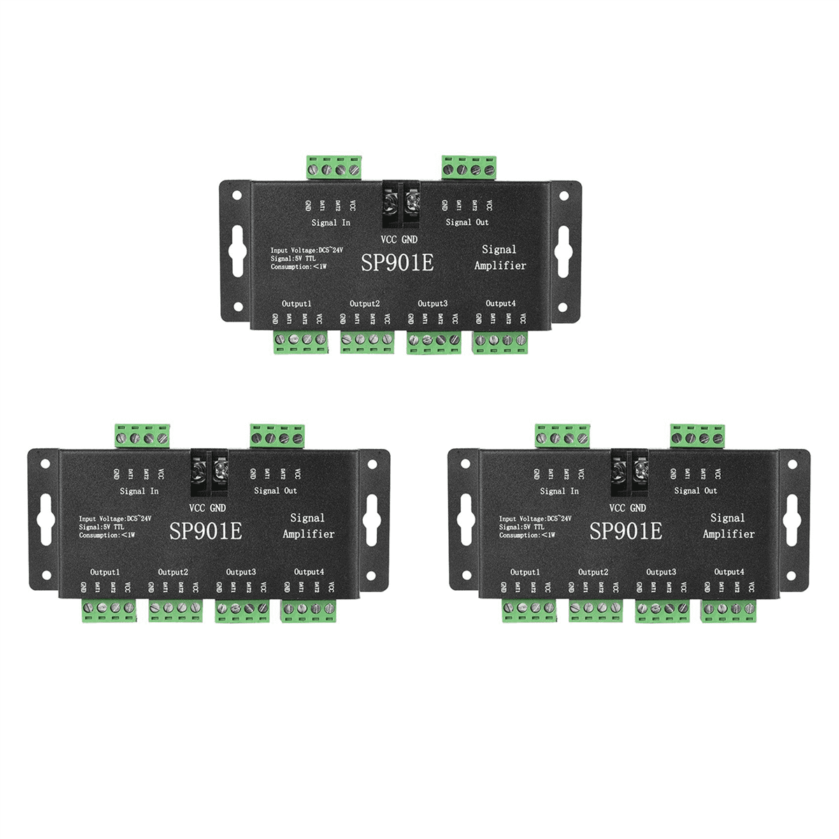 3X SP901E LED Pixel SPI Signal Amplifier Repeater Addressable LED Strip ...
