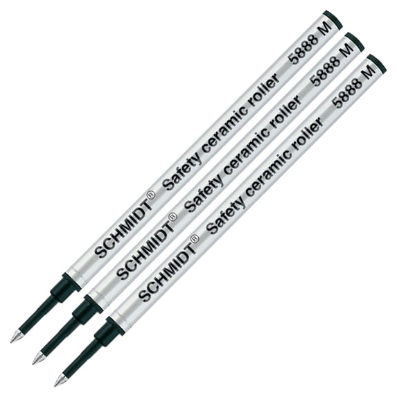3X Schmidt 5888 M Safety Ceramic Rollerball Metal Refill Black Medium ...