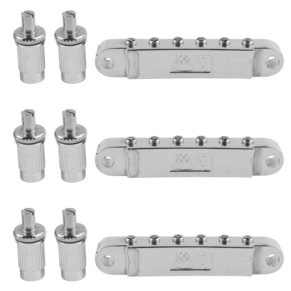 3X Silver Tune-O- Electric Roller Saddle Bridge Lp Electric Guitar ...