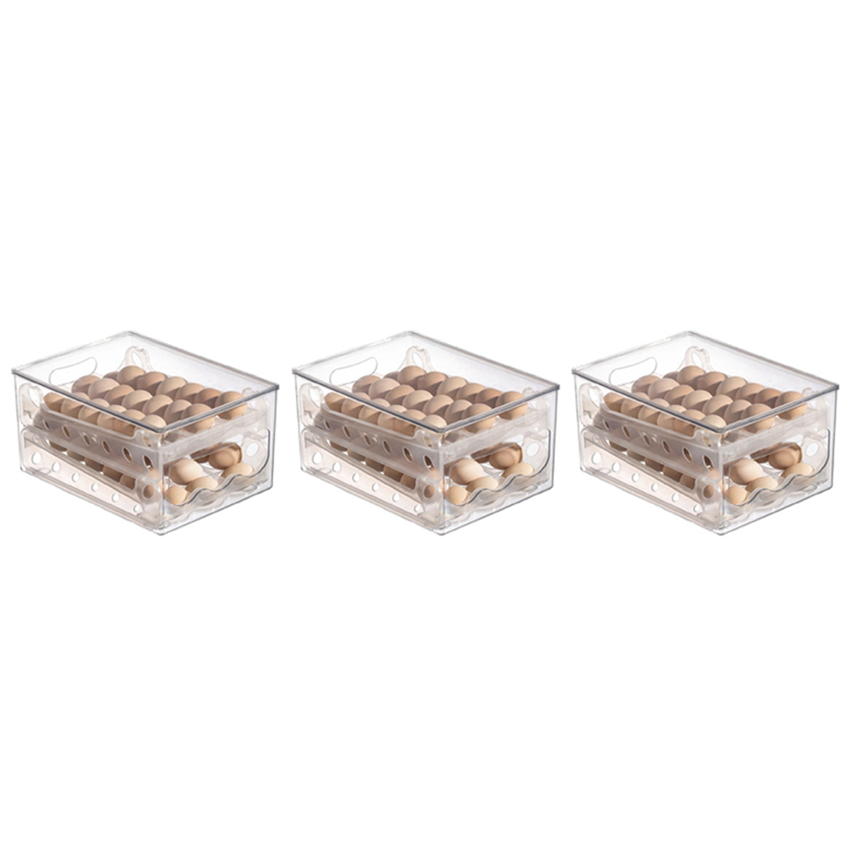 3X Slide Eggs Storage Box Egg Holder Container Refrigerator Drawer ...