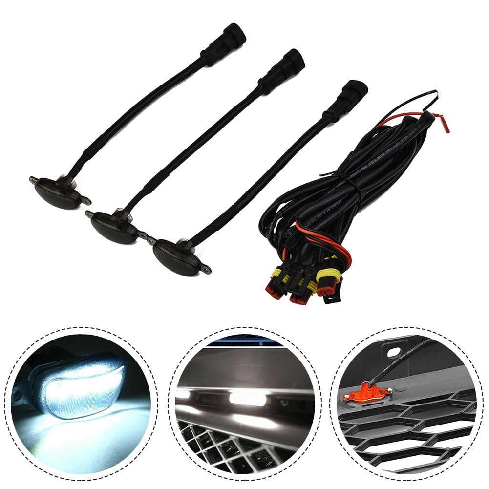 3X Smoked Lens Amber Car Light Led Front Grille Running Lights For Ford ...