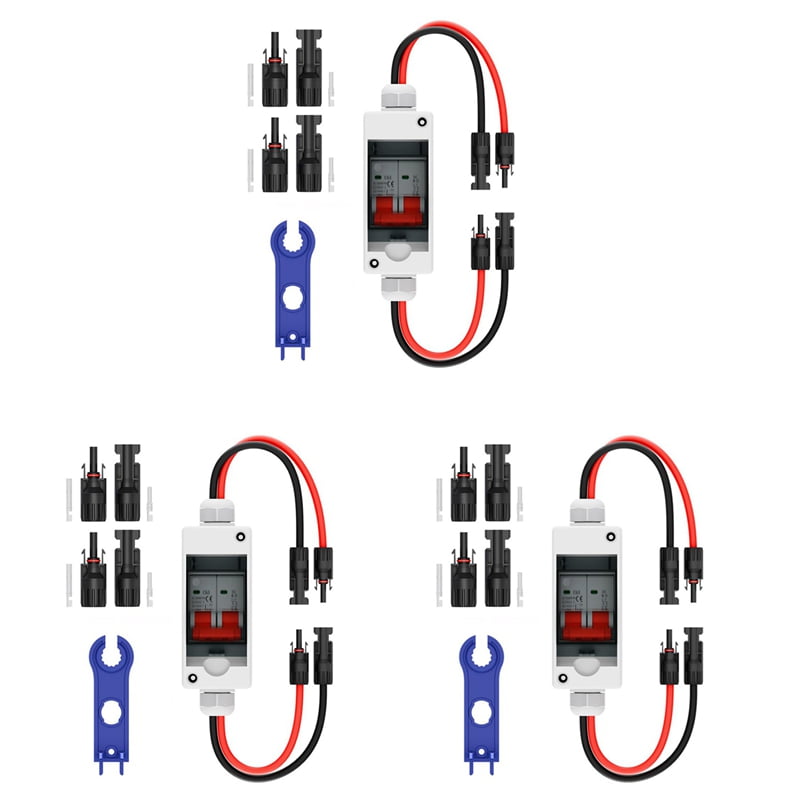 3X Solar Panel Disconnect Switch, 63A DC 1000V Breaker Box PV ...