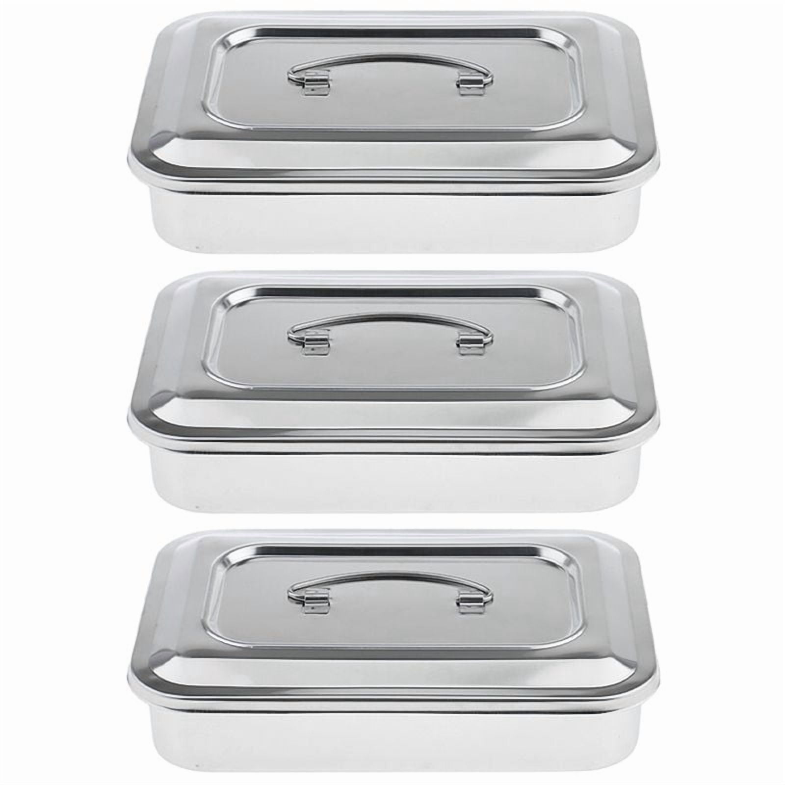 3X Stainless Steel Container Organizer Box Instrument Tray to Storage ...