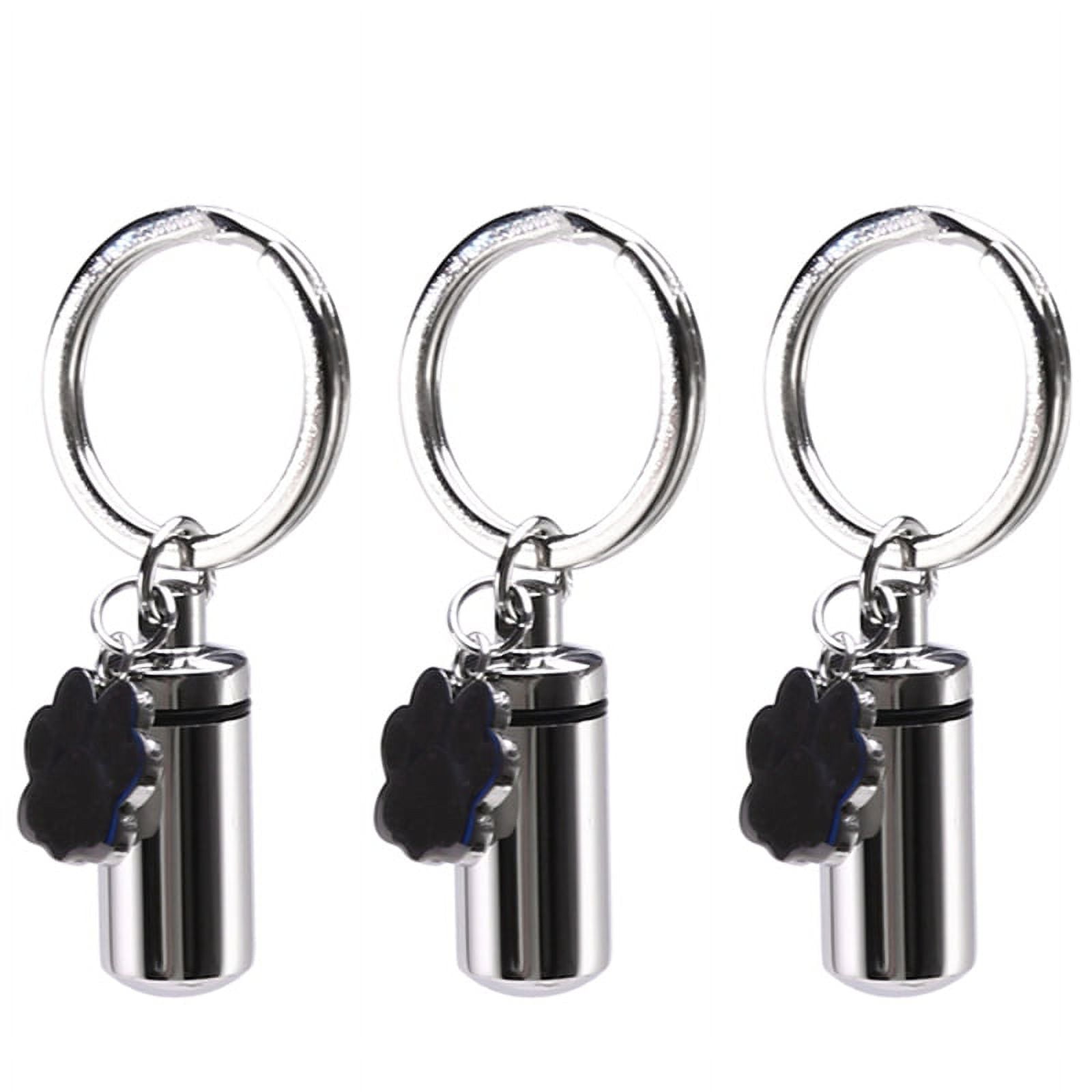3X Stainless Steel Pet Puppy Dog Charm Cylinder Keychain for Ashes Hair ...